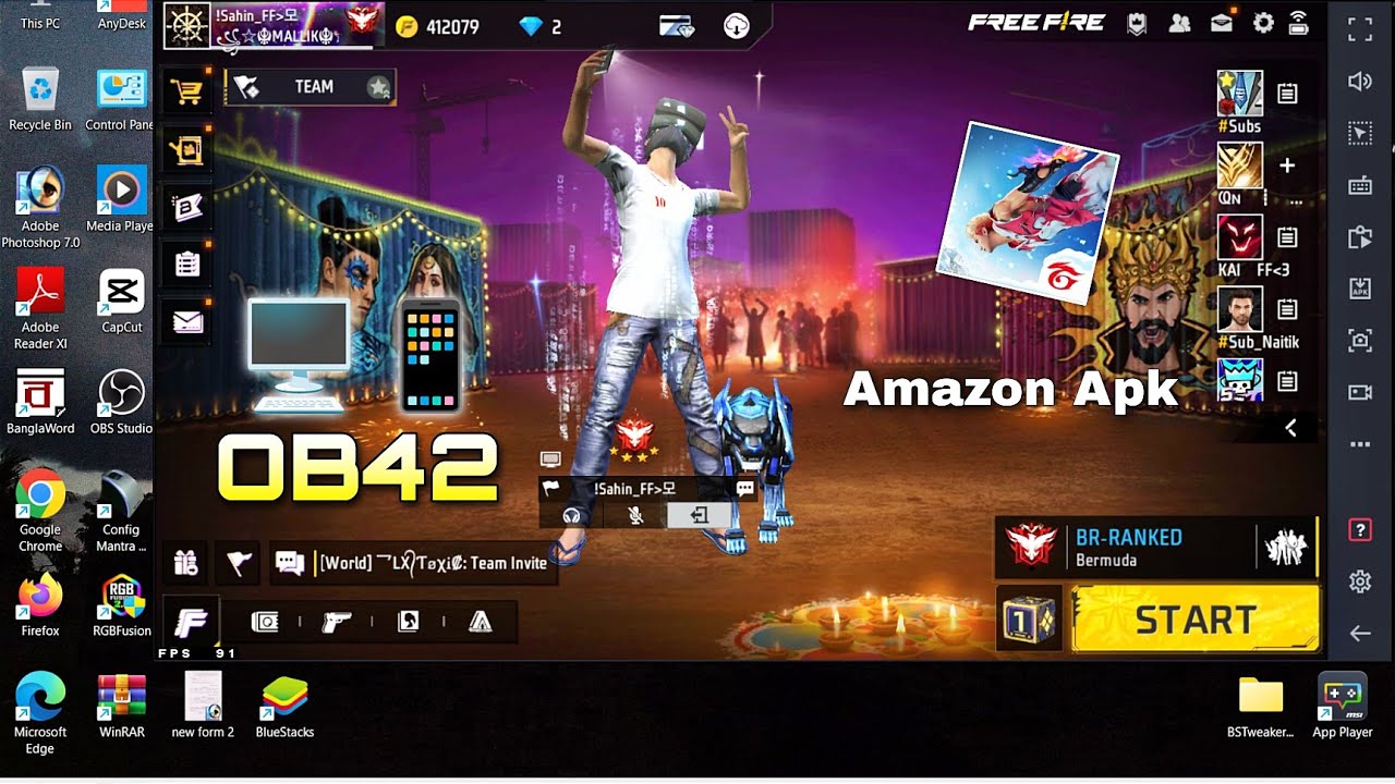 OB42 Free Fire Normal Amazon Apk Download 🖥️ PC & Mobile Apk🔥Sahin FF ...