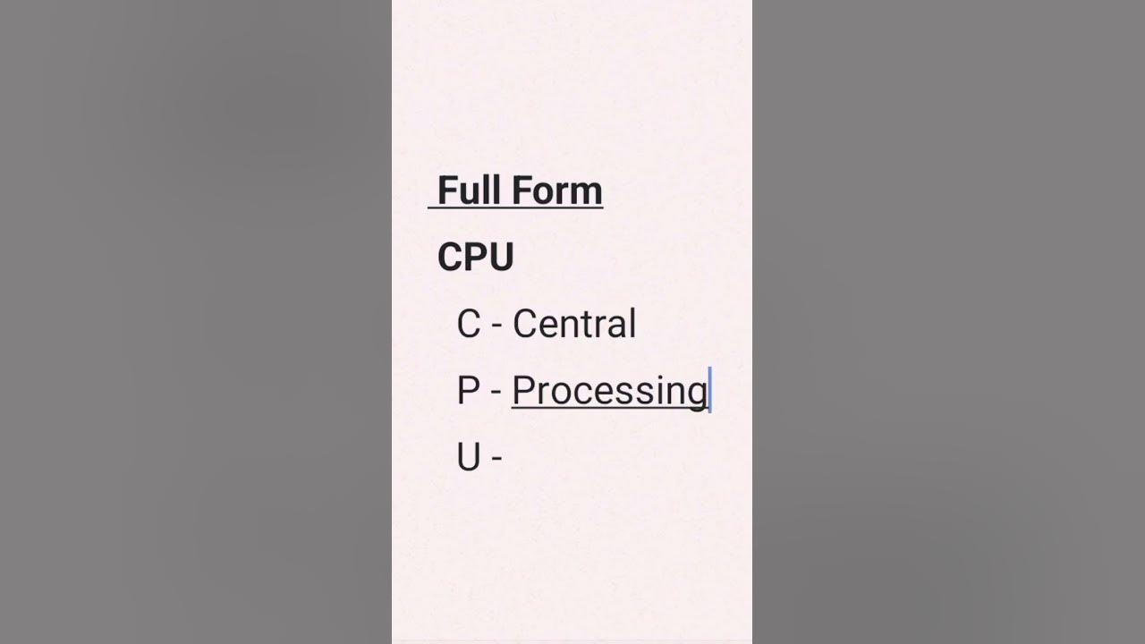 CPU Full Form #cpu #education #computer #fullform #new #viralvideo # ...