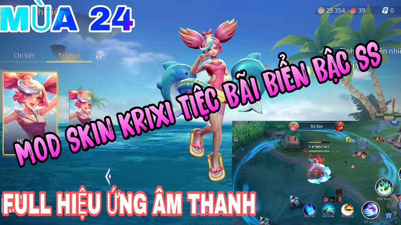 MOD SKIN LIÊN QUÂN MÙA 24 TƯỚNG KRIXI TIỆC BÃI BIỂN FULL HIỆU ỨNG ÂM ...