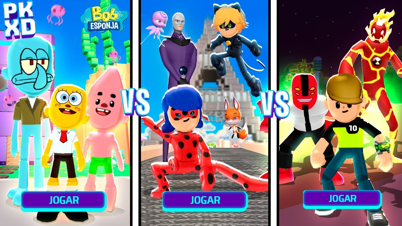 MODO BOB ESPONJA VS LADYBUG VS BEN 10 no PK XD! QUAL É MELHOR?? - YouTube