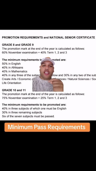 Minimum pass requirements grade 8, 9, 10 and 11 - YouTube