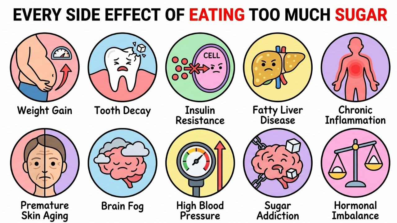 Every Side Effect of Eating Too Much Sugar Explained - YouTube