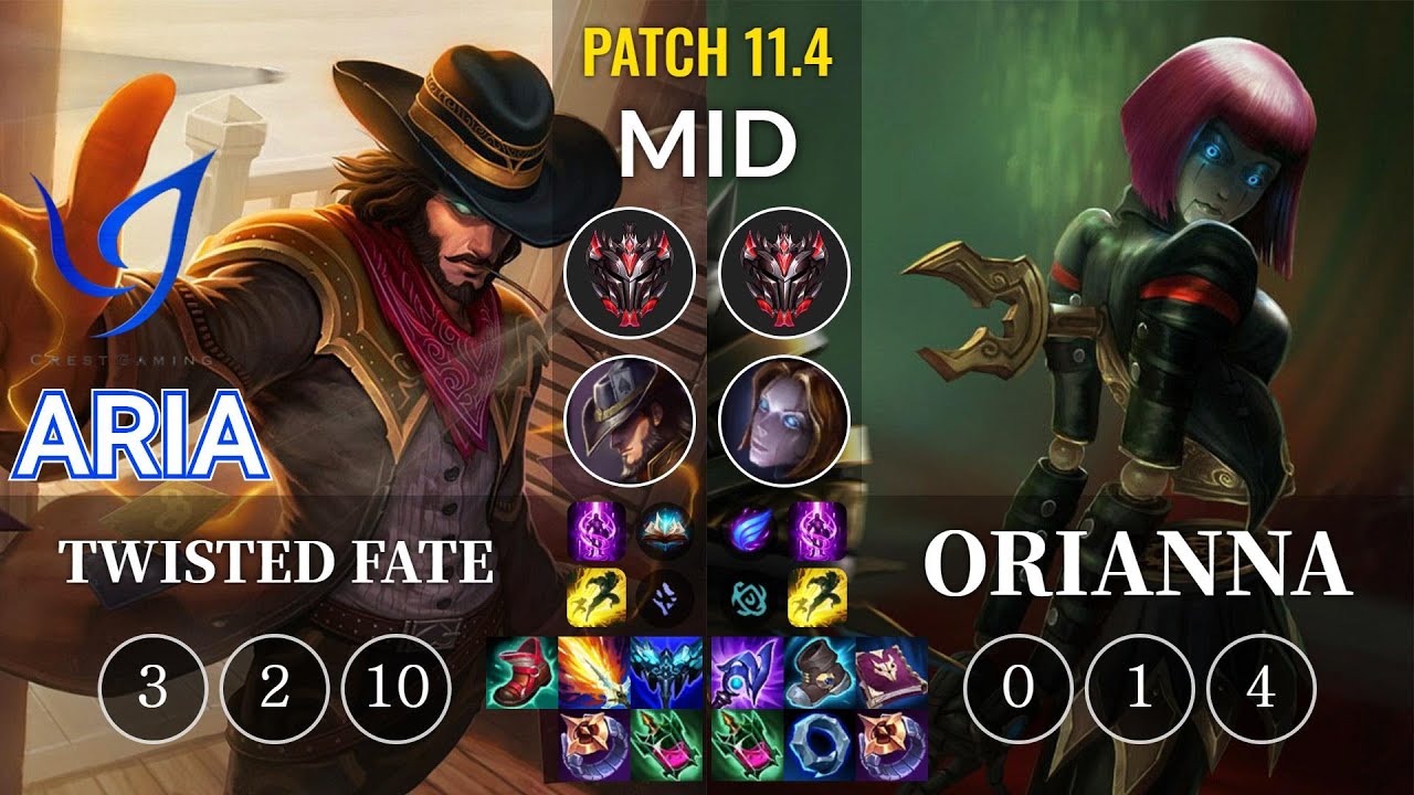 CGA Aria Twisted Fate vs Orianna Mid - KR Patch 11.4 - YouTube