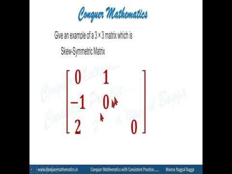 Example of a Skew-Symmetric Matrix - Matrices - Class 12 Mathematics ...