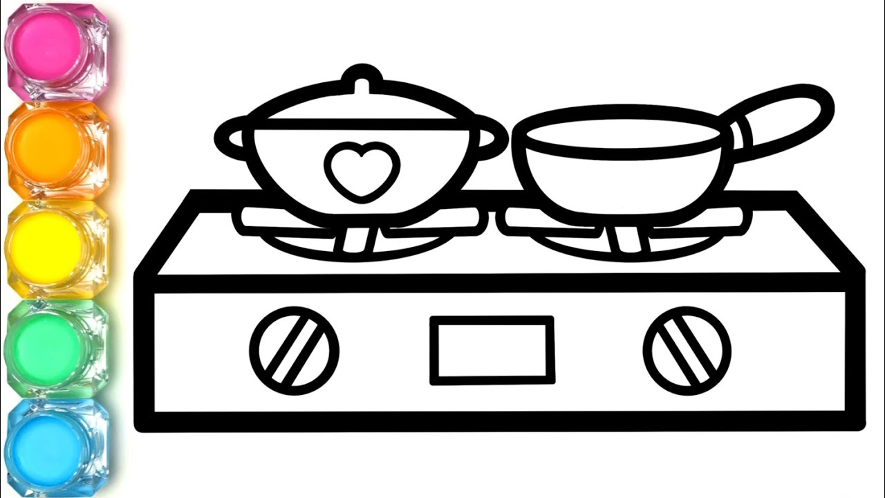 Mewarnai dan Menggambar Kompor, Piring dan Peralatan Memasak Untuk Anak ...