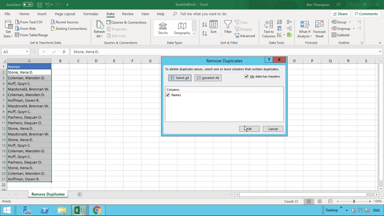 How to Quickly remove duplicates in Excel - YouTube