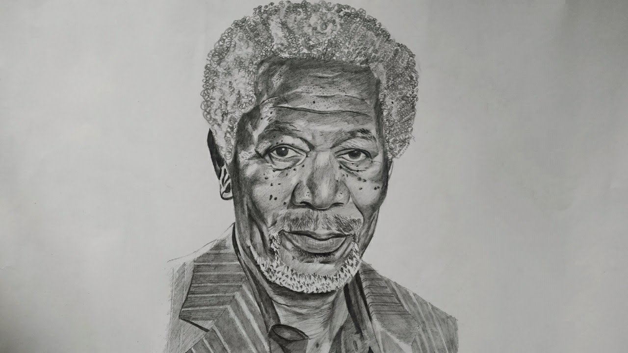 Realistic Pencil Drawing of Morgan Freeman - YouTube