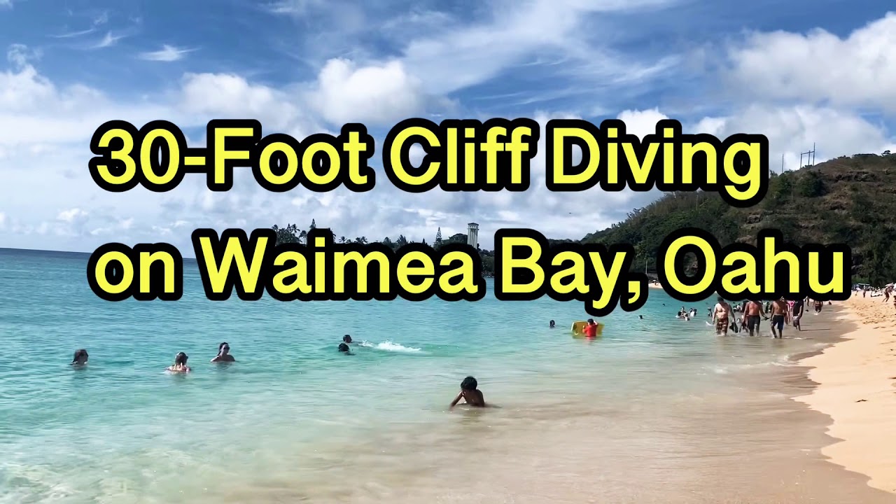 30-Foot Cliff Dive: Waimea Bay Beach, Oahu - YouTube