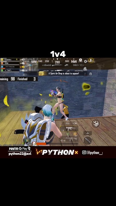 Quick 1v4 😬 || Wait for @python__gamer || #bgmi #pubg - YouTube