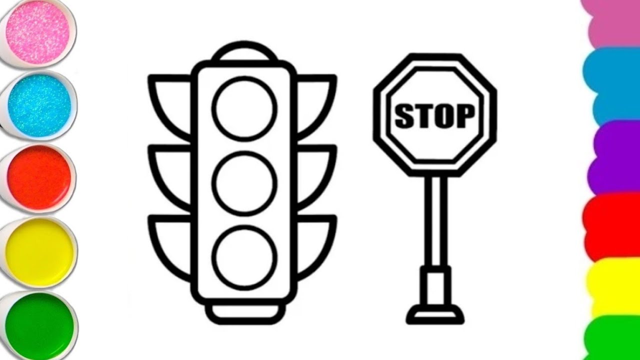 How To Paint Traffic Light 🚦// Easy Painting Traffic Light With Sign ...
