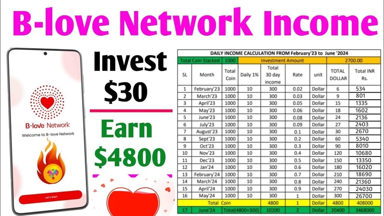 BLove Network invest $30 Earn $4800 Full Explain ! BLove Network par ...