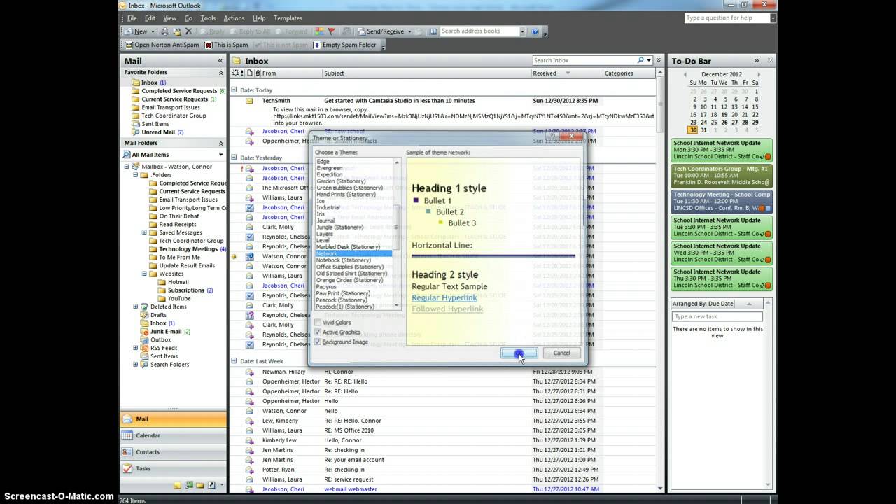 Make a New Email Message Using Themes in Microsoft outlook - YouTube