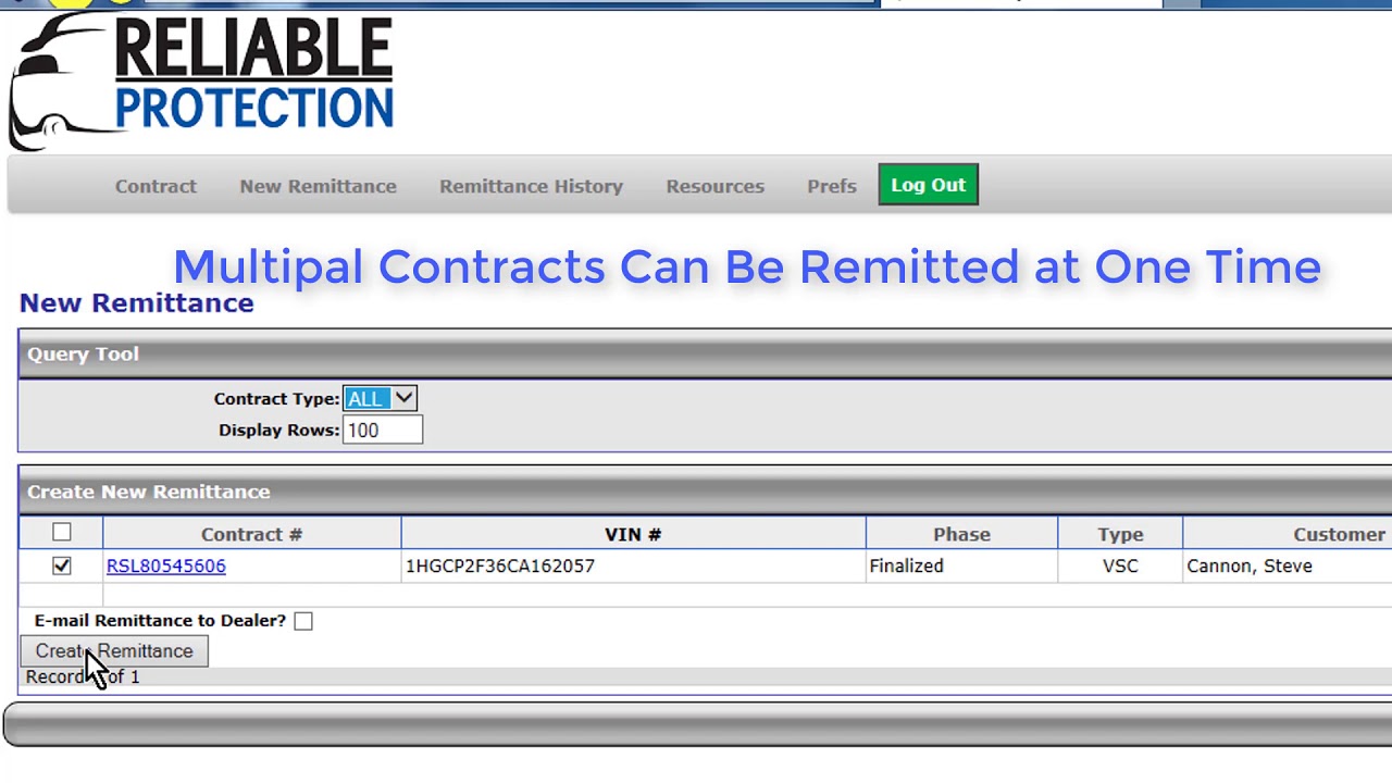 Creating a Remittance Form RELIABLE Warranty - YouTube