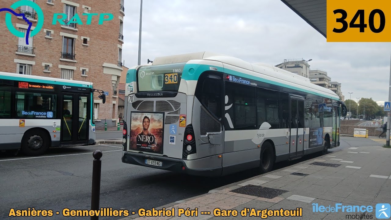 Bus 340 RATP - GX337 Hybride N°1160 Gabriel Péri - Métro --- Gare d ...
