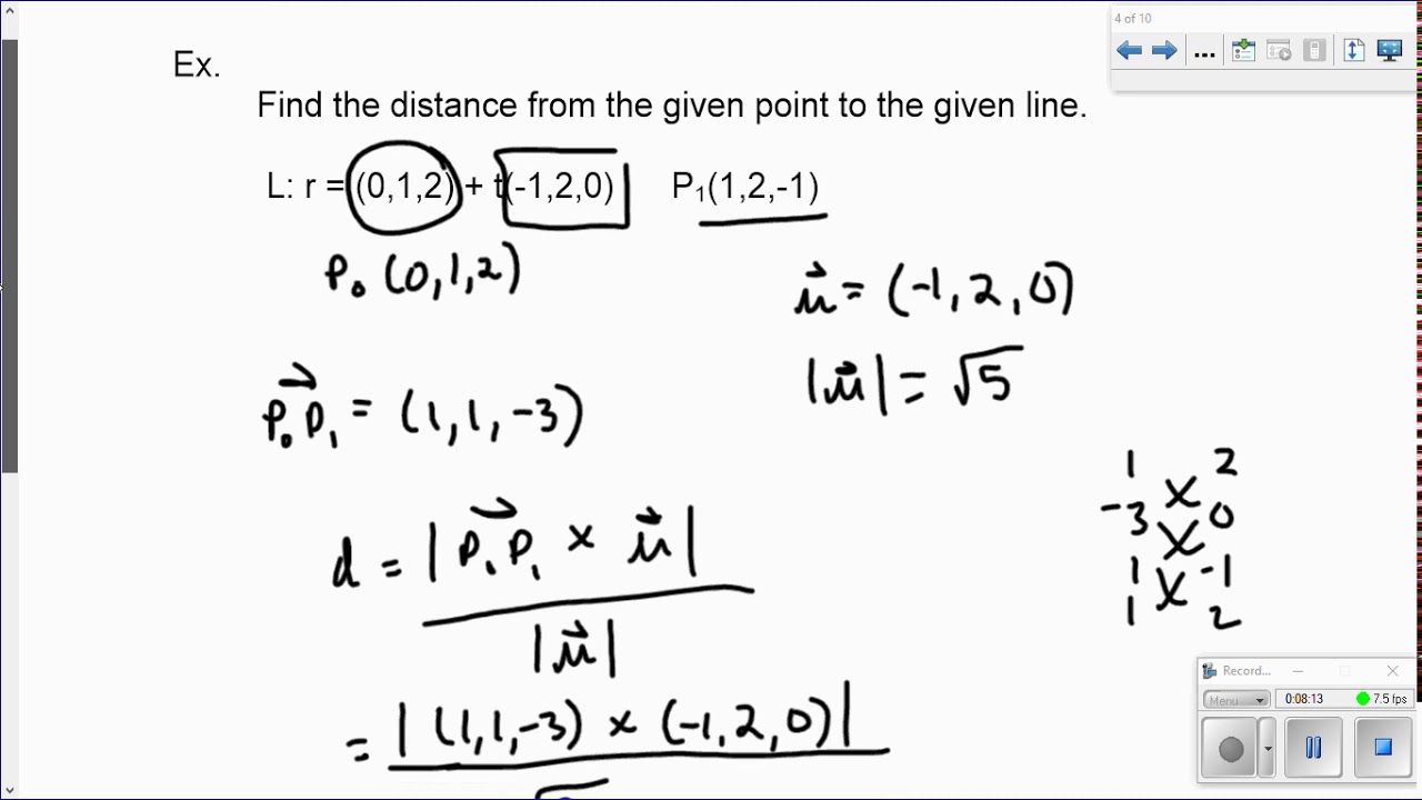 9.5 The Distance from a Point to a Line in R2 and R3 - YouTube