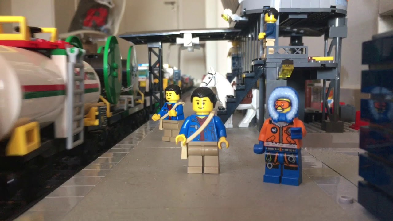 LEGO Emerald night pulls a long freight train - YouTube