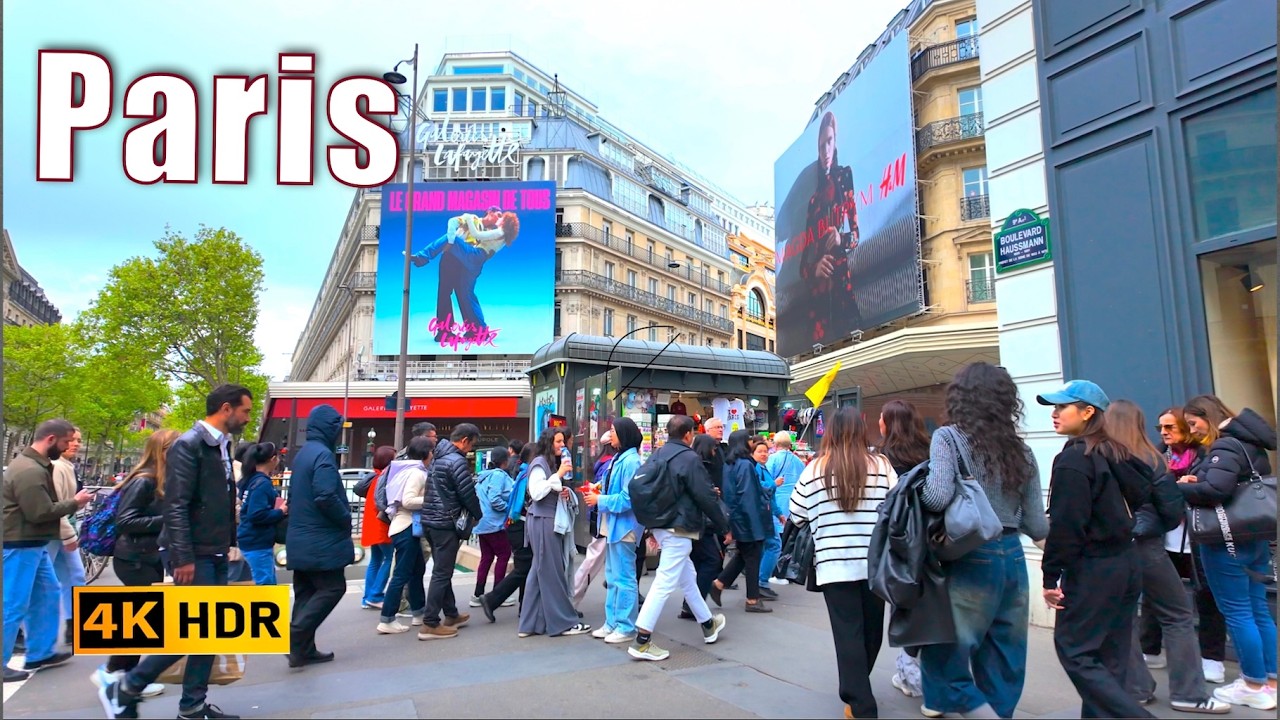 Paris, France - Walking tour in Paris, Boulevard Haussmann, Paris ...