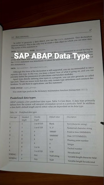Predefinded Data Types in SAP ABAP #sap #sapabap - YouTube