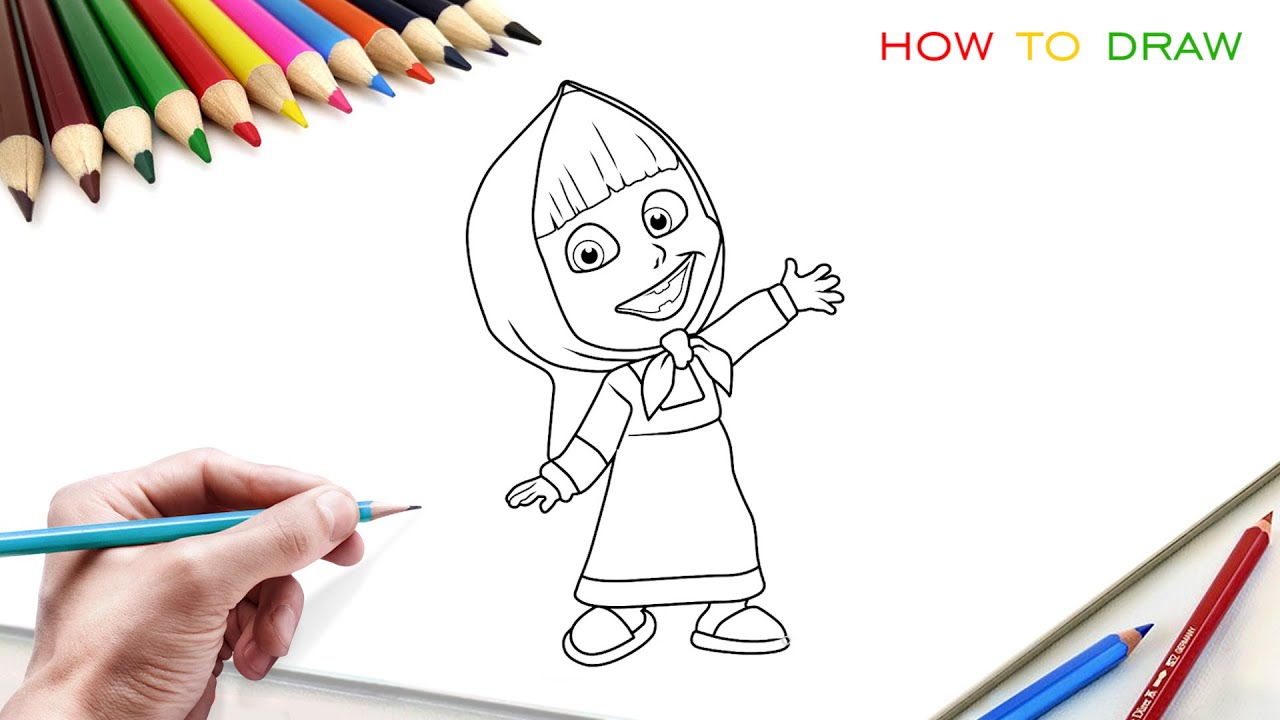 How to draw masha and the bear easy and cool for kids || draw - YouTube