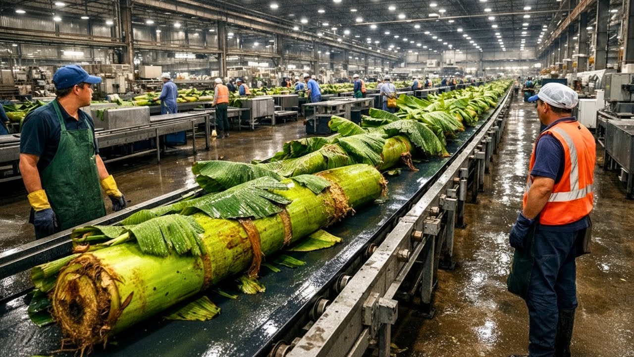 Inside a Mega Banana Stem Processing Factory | From Farm Waste to ...