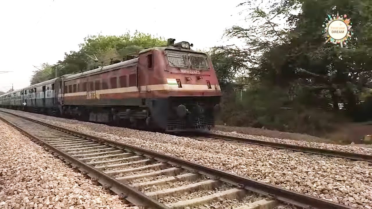 Goa Sampark Kranti Exp is swiftly passing through Okhla with a ...