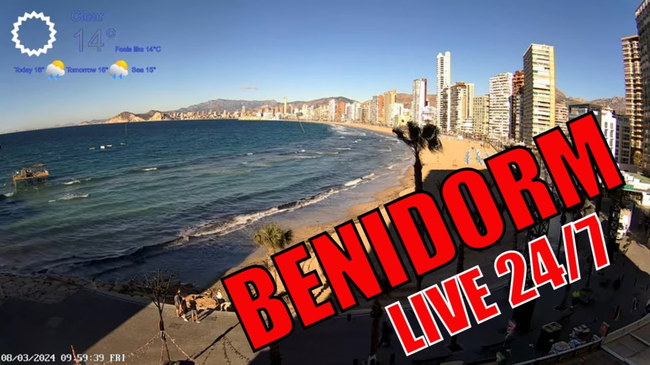 Benidorm Live Beach Cam 🇪🇸 Streamed 8th March 2024 (1) - YouTube