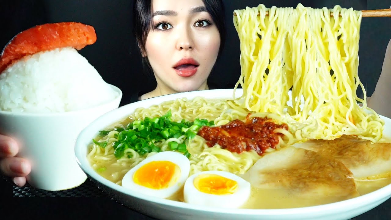 ASMR ICHIRAN RAMEN🍜 | Tonkotsu Ramen, Spicy Cod Roe Rice | Eating ...