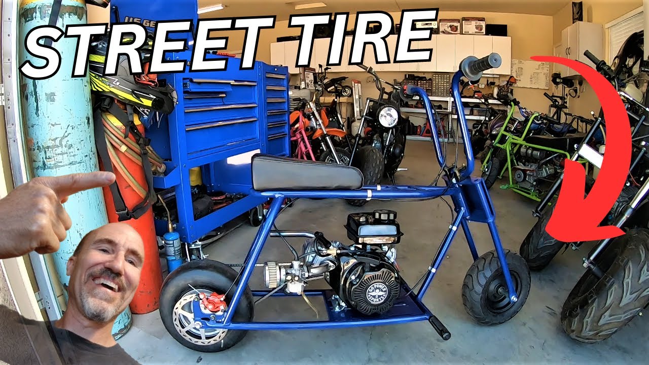 Is a 98CC mini bike faster with street tires? - YouTube