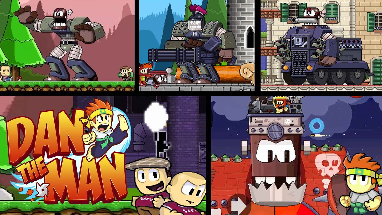 DAN THE MAN All Bosses - With Cutscene - YouTube