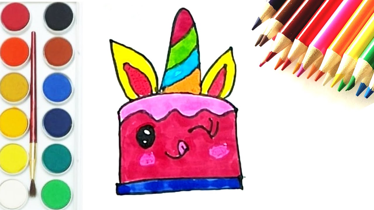 How to Draw a Cute Unicron Cake|Unicron cake drawing, painting and ...