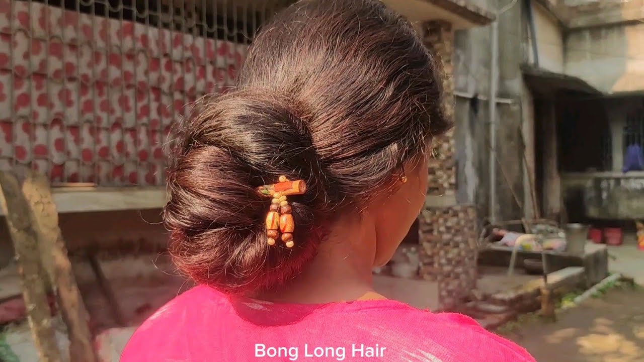 Long silky hair bun | Hair bun for stick | Bong hairstyle - YouTube