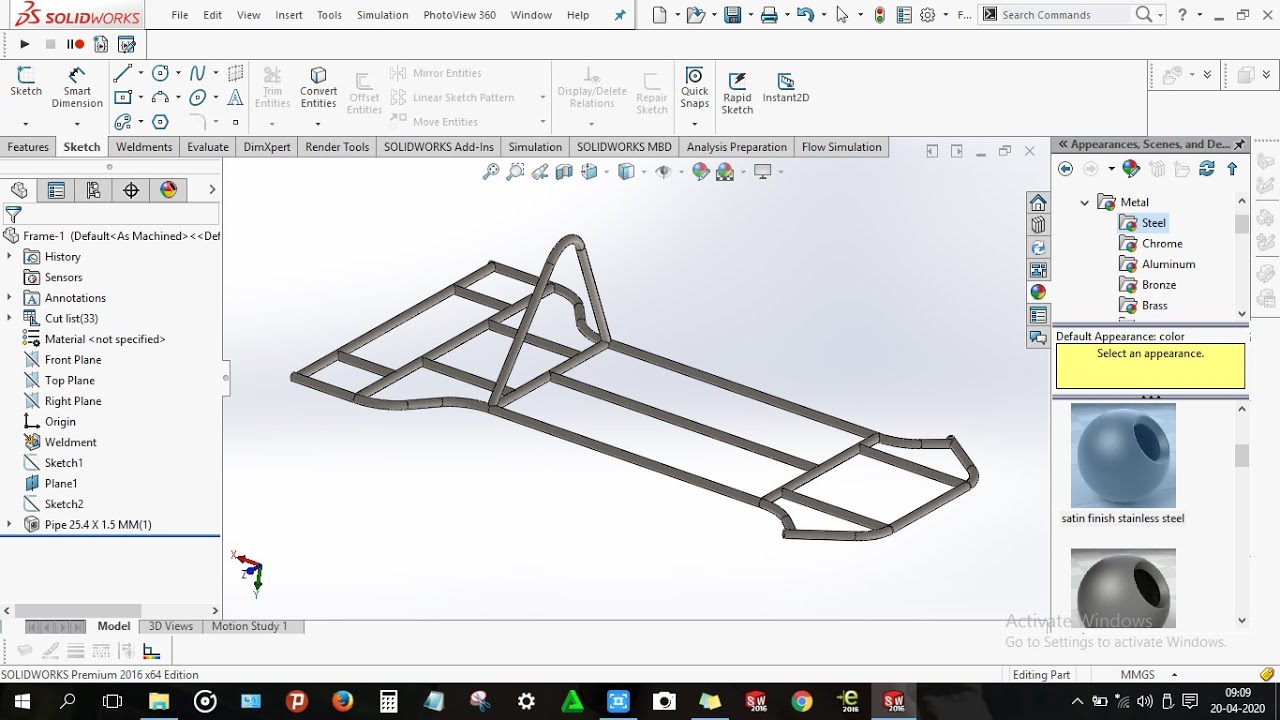 How to design Gokart frame in solidworks - YouTube