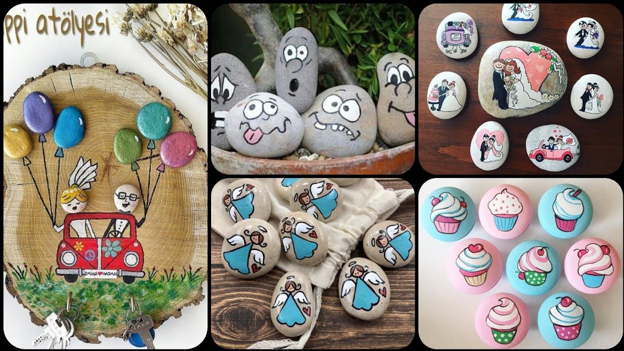 Funny pebbles Painting ideas||best pebble painting for kids,Stone ...