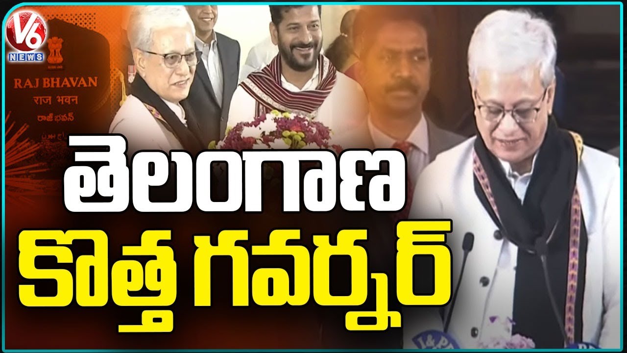 Jishnu Dev Varma Takes Oath As Telangana Governor | CM Revanth Reddy | V6 News - YouTube