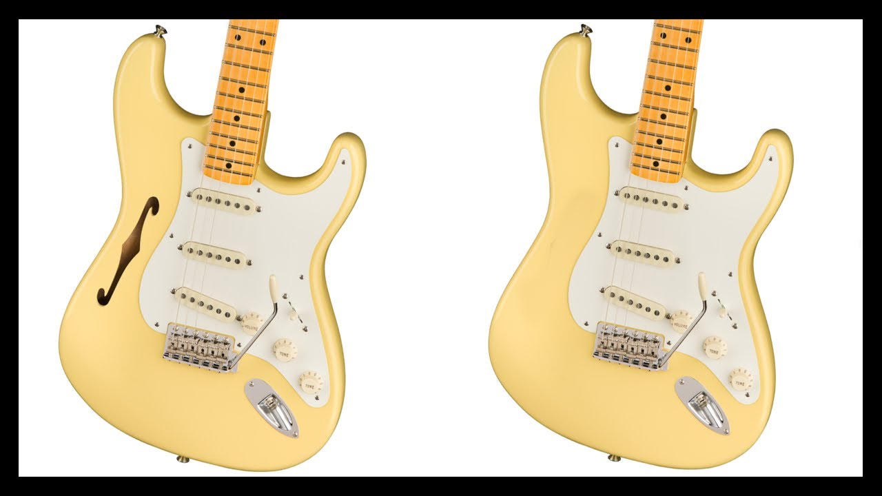 compering a solid body strat to a semi hollow one - YouTube