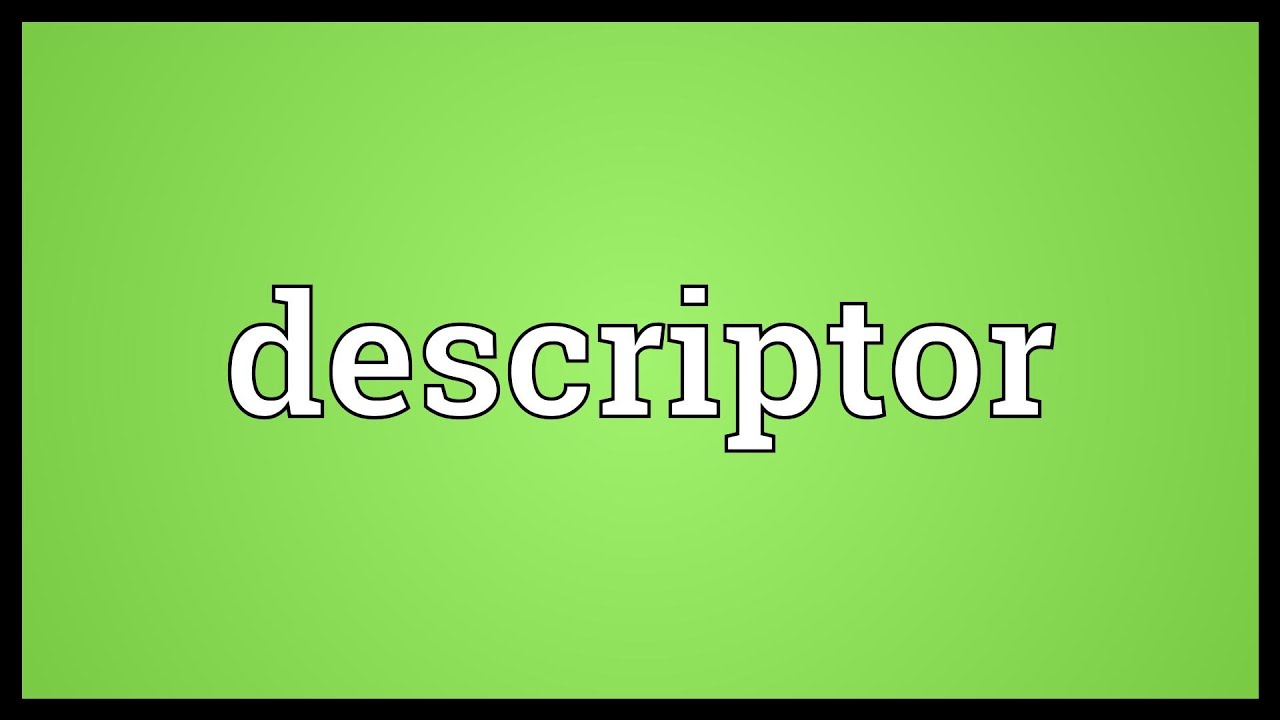 Descriptor Meaning - YouTube