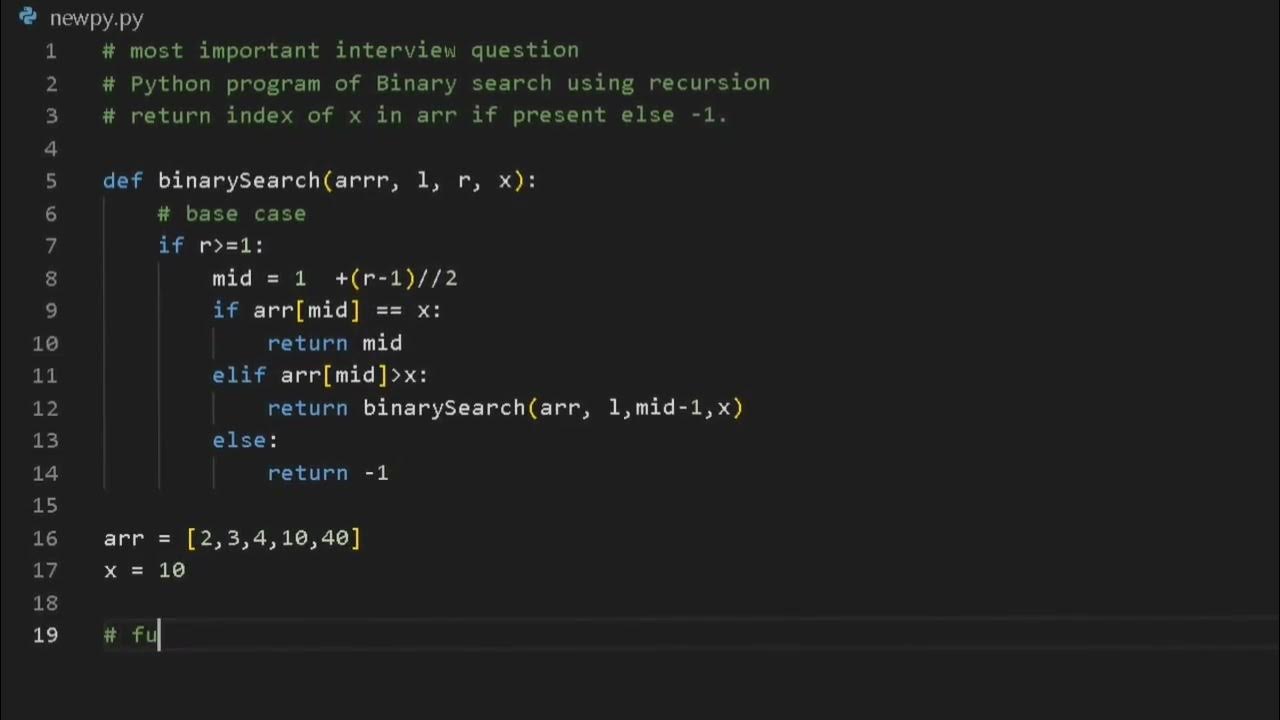 Binary Search Algorithm Implementation In Python Programming Binarysearch Algorithm Youtube