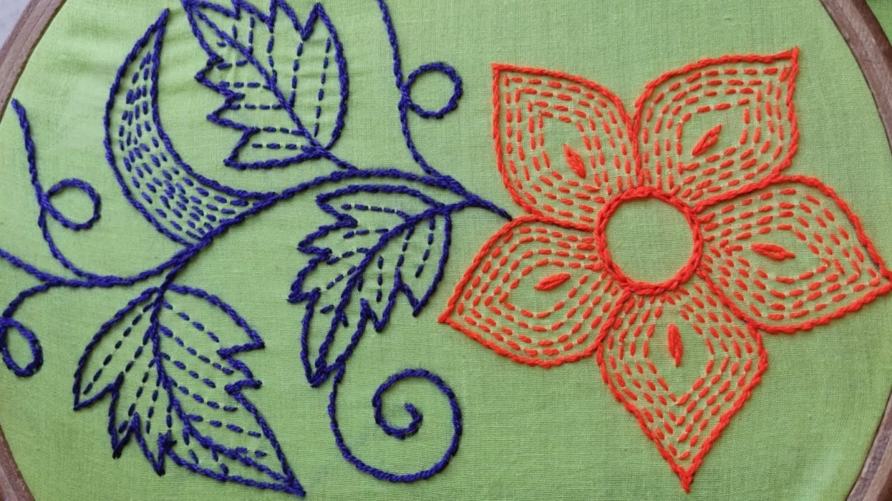Hand embroidery nakshi kantha design stitch tutorial,নকশীকাঁথা নকশা ...