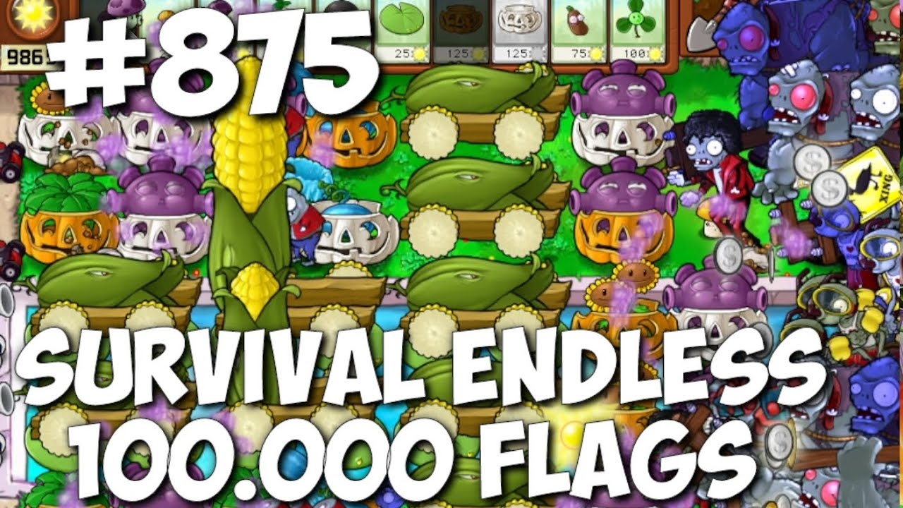 Plants vs Zombies Survival Endless 100000 Flags Part 875 | 17480 ...