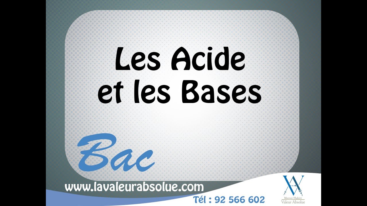 Bac - Exercice Corrigé - Les Acide et les Bases - YouTube