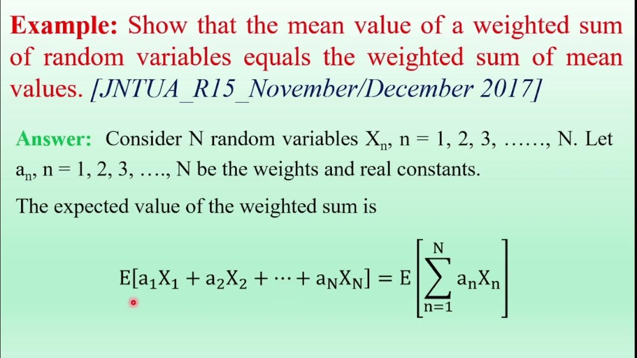 PTSP#Problem on mean value of a weighted sum of random variables#JNTUA_R15_November-2017 - YouTube