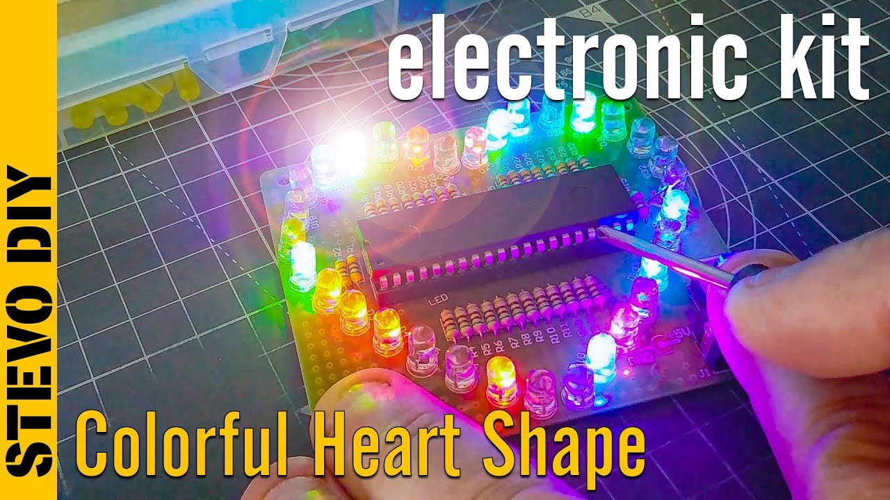 DIY Colorful Heart Shape Electronic Kit ⚡ With Flashing LEDs 💡 - YouTube