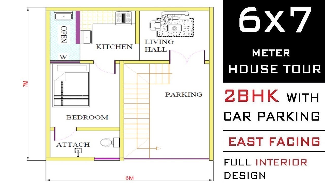 6 x 7 m House Design|car parking|19.75 x 23 feet house plan|6 by 7 ...