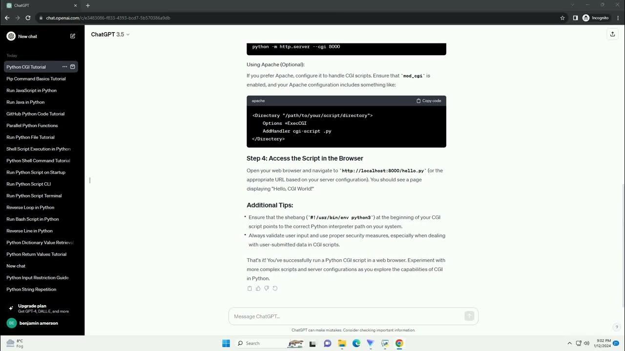 how to run python cgi script in browser - YouTube