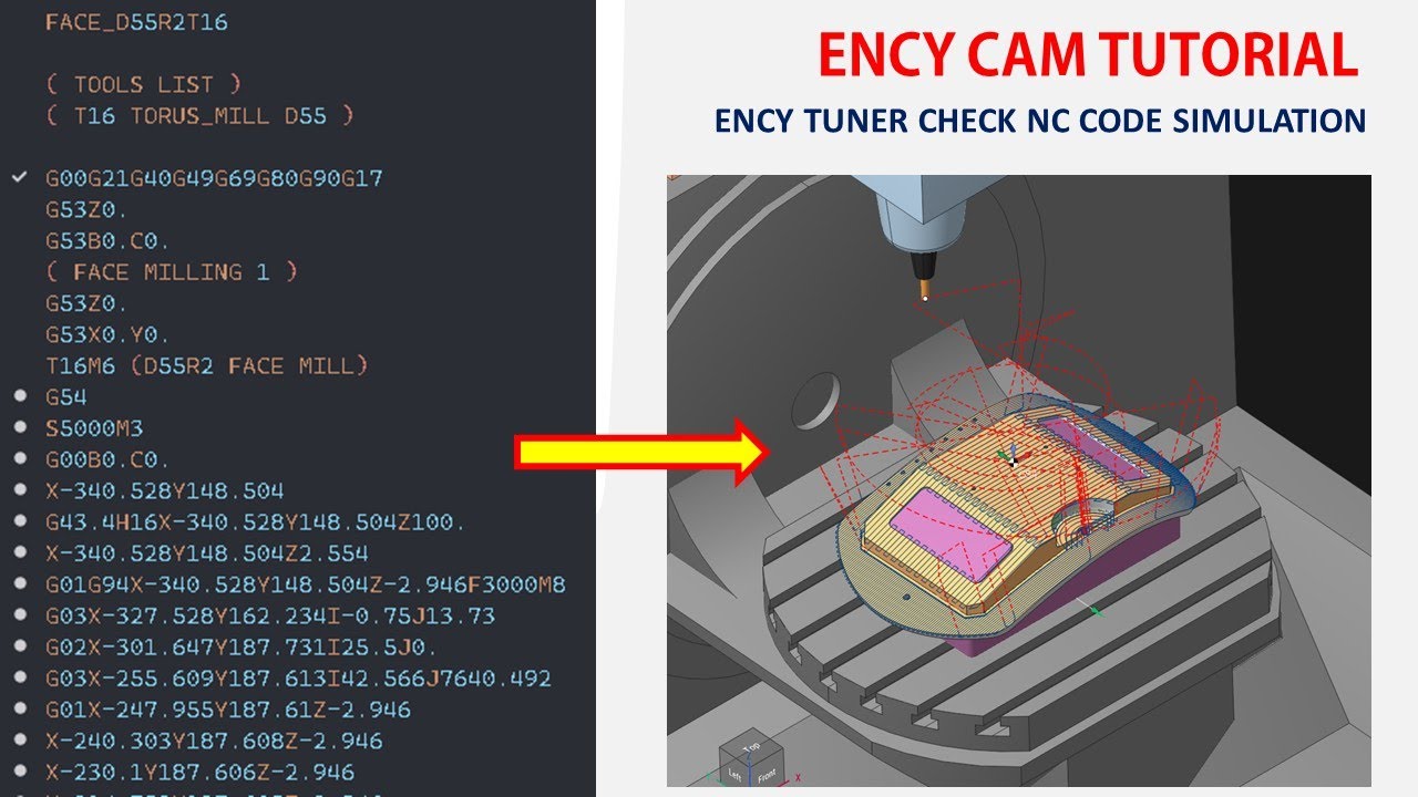 ENCY CAM Tutorial 60 | ENCY Tuner Mill 5 Axis Simulation G-Code - YouTube