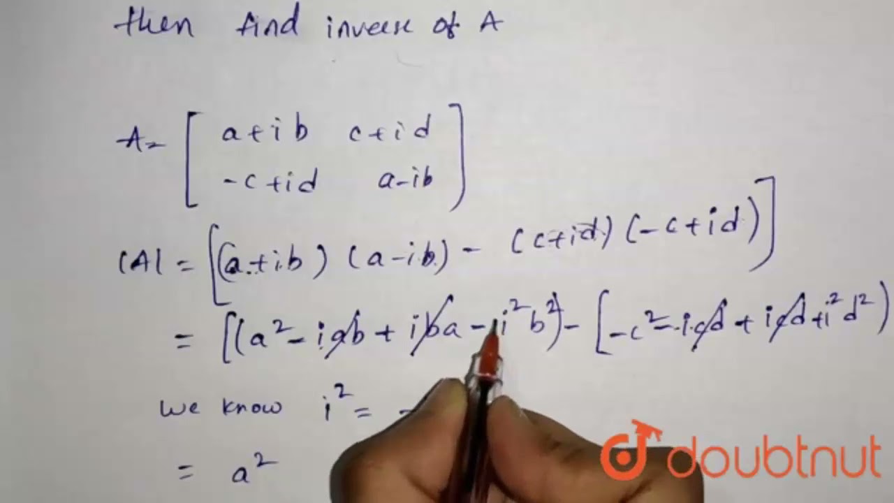 If `A = [(a+ib,c+id),(-c+id,a-ib)], a^(2)+b^(2)+c^(2)+d^(2) =1`, then ...