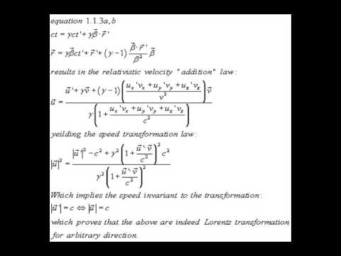 Lorentz transformation matrix - YouTube
