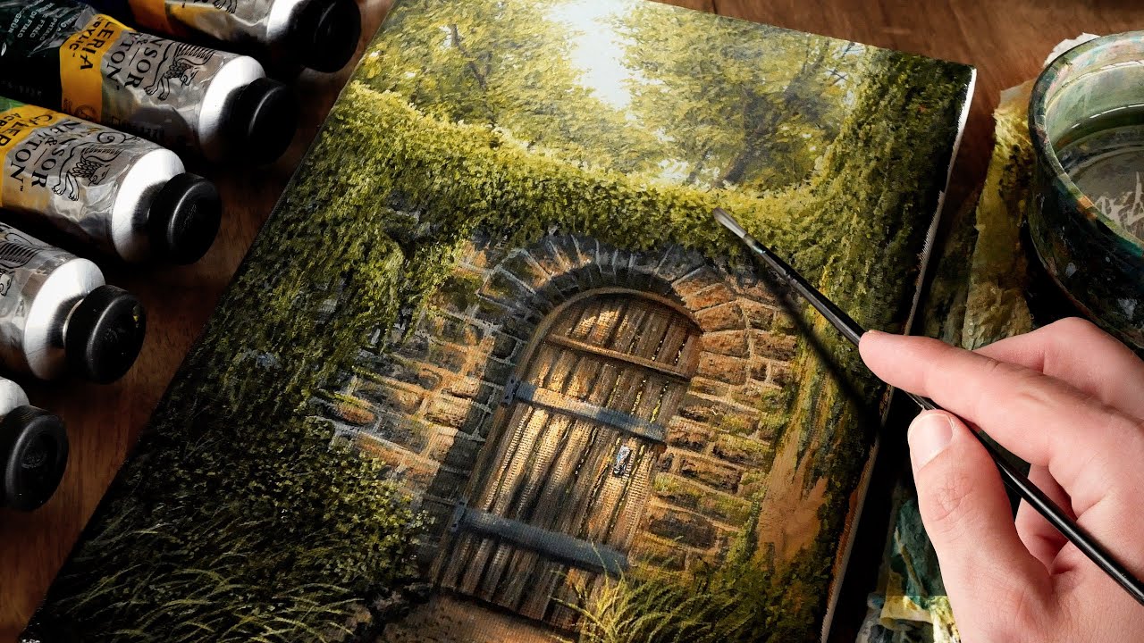 Painting Sunlight Streaming Through A Mysterious Forest Pathway with ...