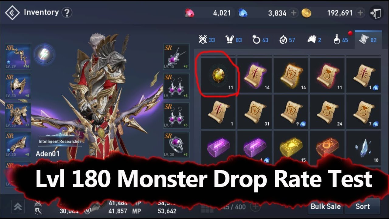 Lineage 2 Revolution lvl 180 Mob Drop Rate Test - YouTube