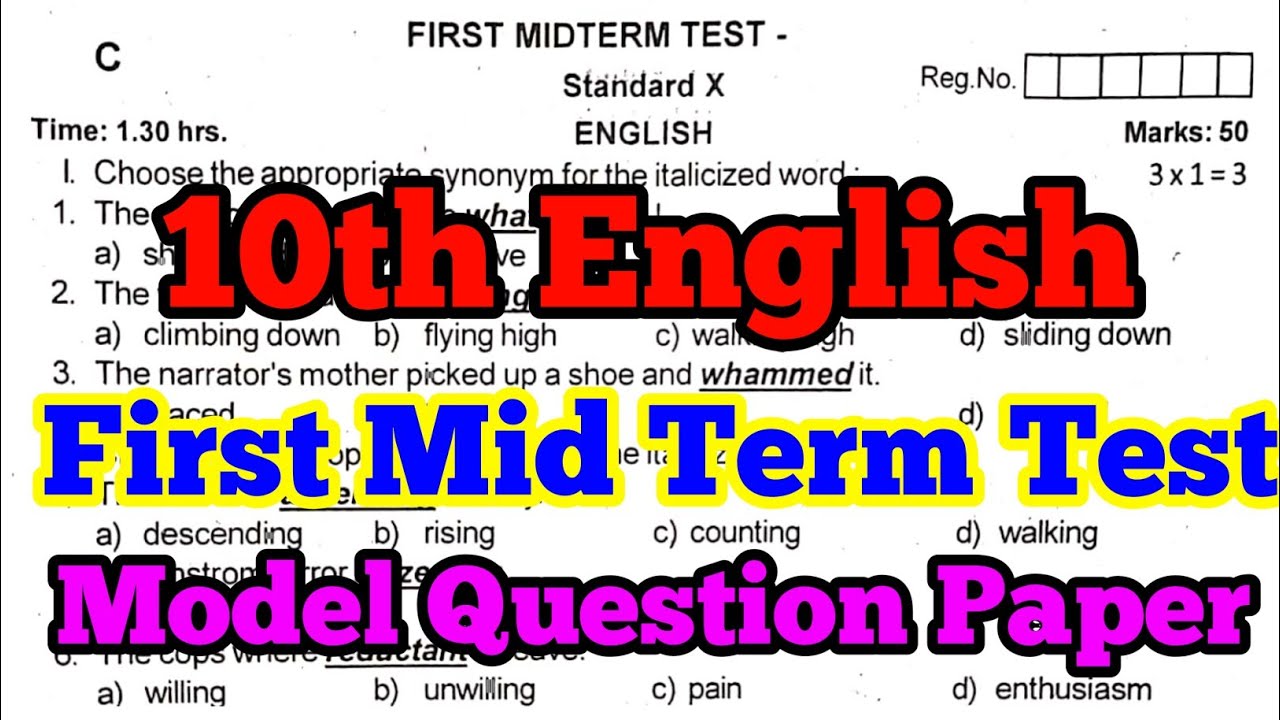 10th English First Mid Term Model Question Paper Original - YouTube